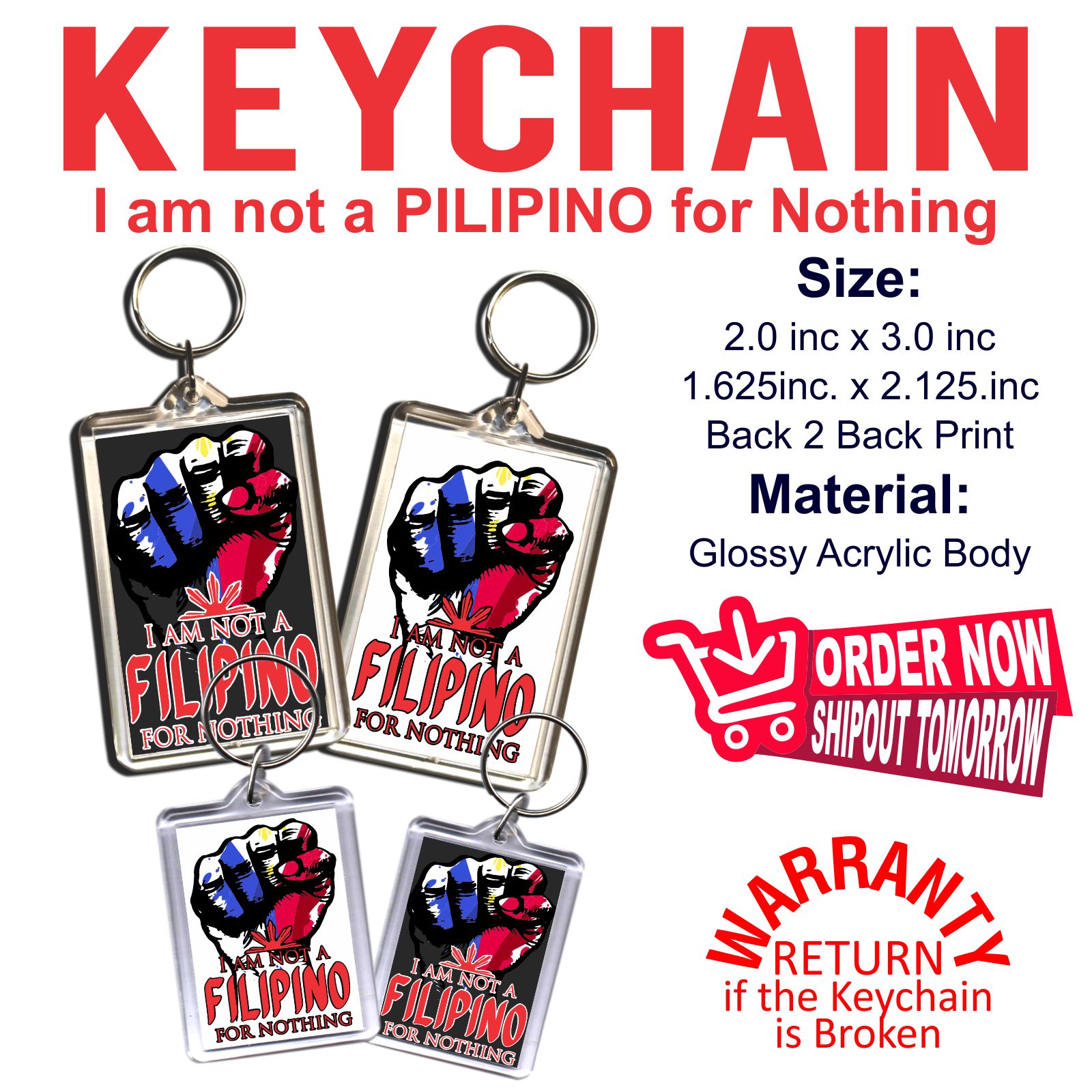 P4F Keychain I am not a Filipino fot Nothing, The Filipino Spirit Honor ...
