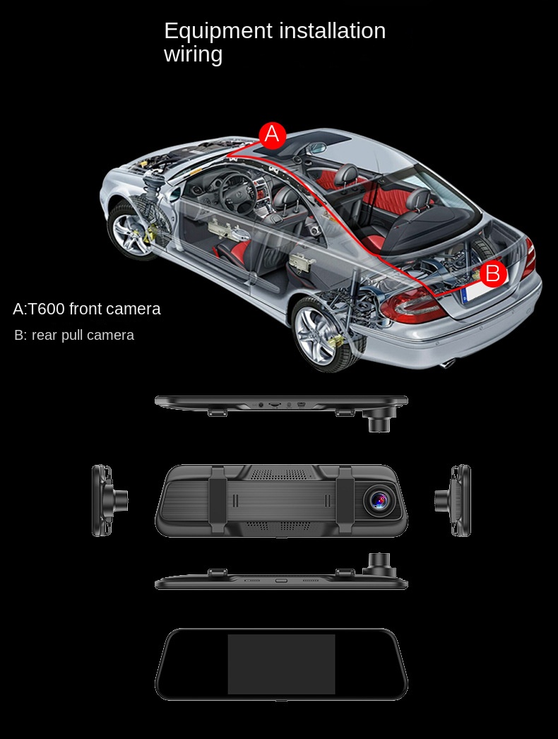 Lenovo smart dashcam 9.66 full screen 1080P HD night vision dual camera ...