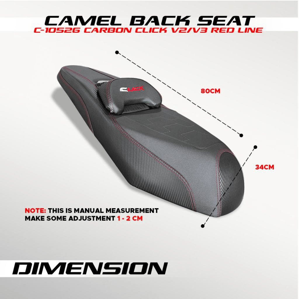 CLICK V1/V2 CAMEL BACK SEAT ASSY WITH EMBROID LOGO CARBON DESIGN FOR ...
