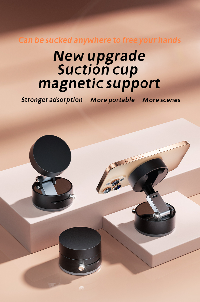 360° Adjustable Vacuum Magnetic Suction Cup Phone Mount, Hands-Free ...