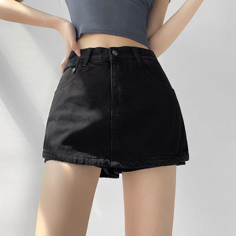 Korean High Waist A-line Denim Skort Skirt for Women Fashion Mini Skirt ...