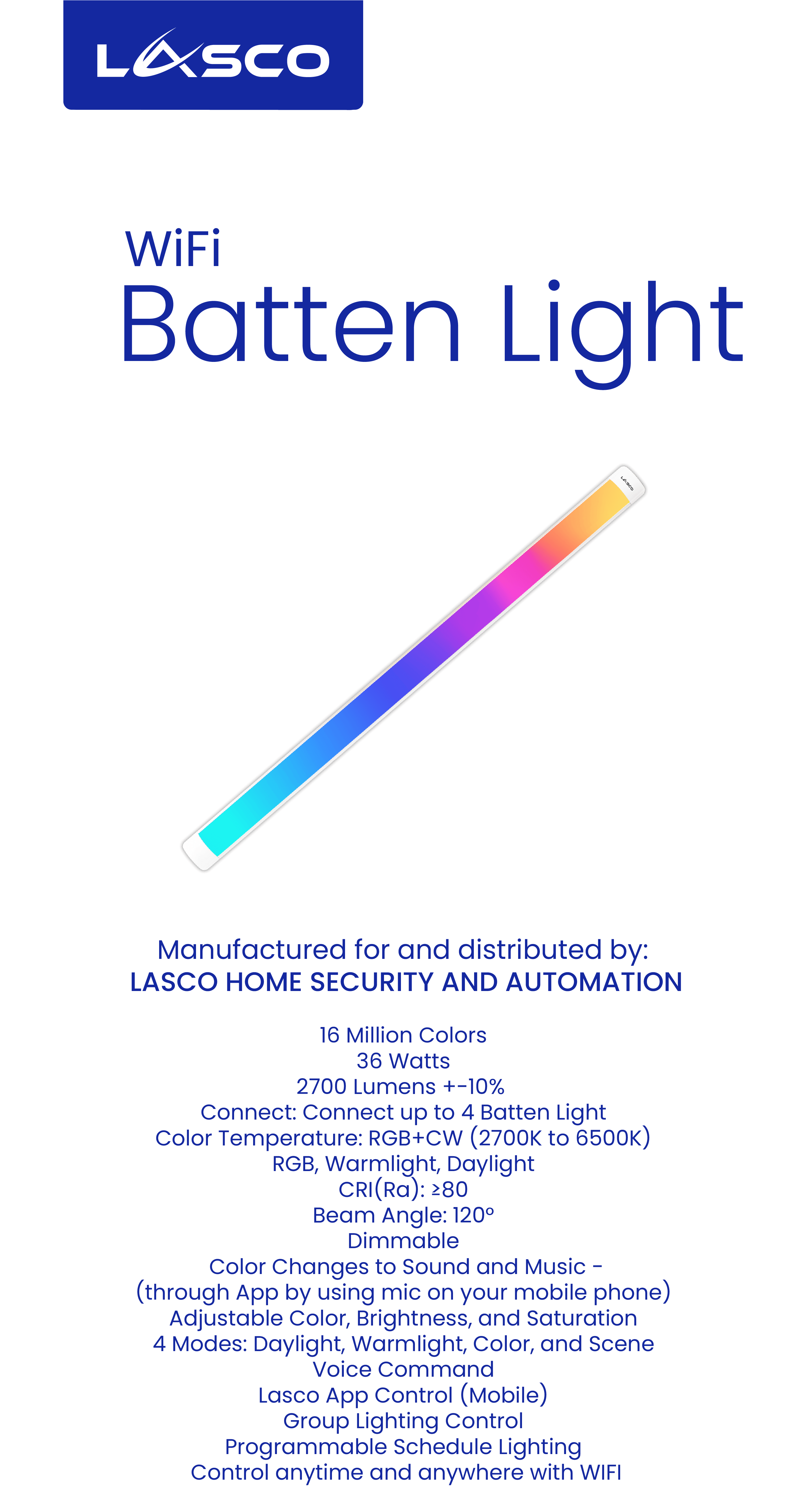 Lasco Wi-Fi Smart Home Lighting Smart Batten Light WIFI Light RGB ...