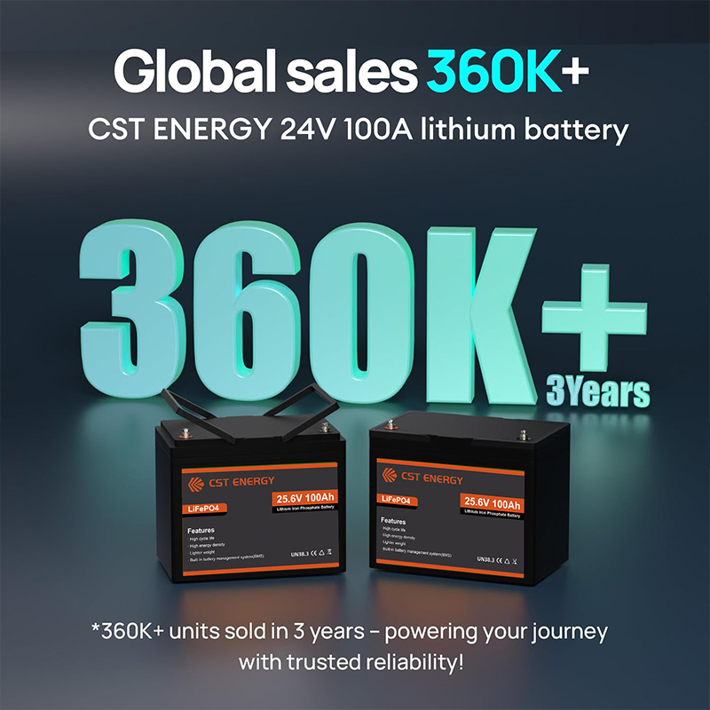 CST LiFePO4 Battery 24V 100AH Lithium Battery 12V 100AH with Bluetooth ...