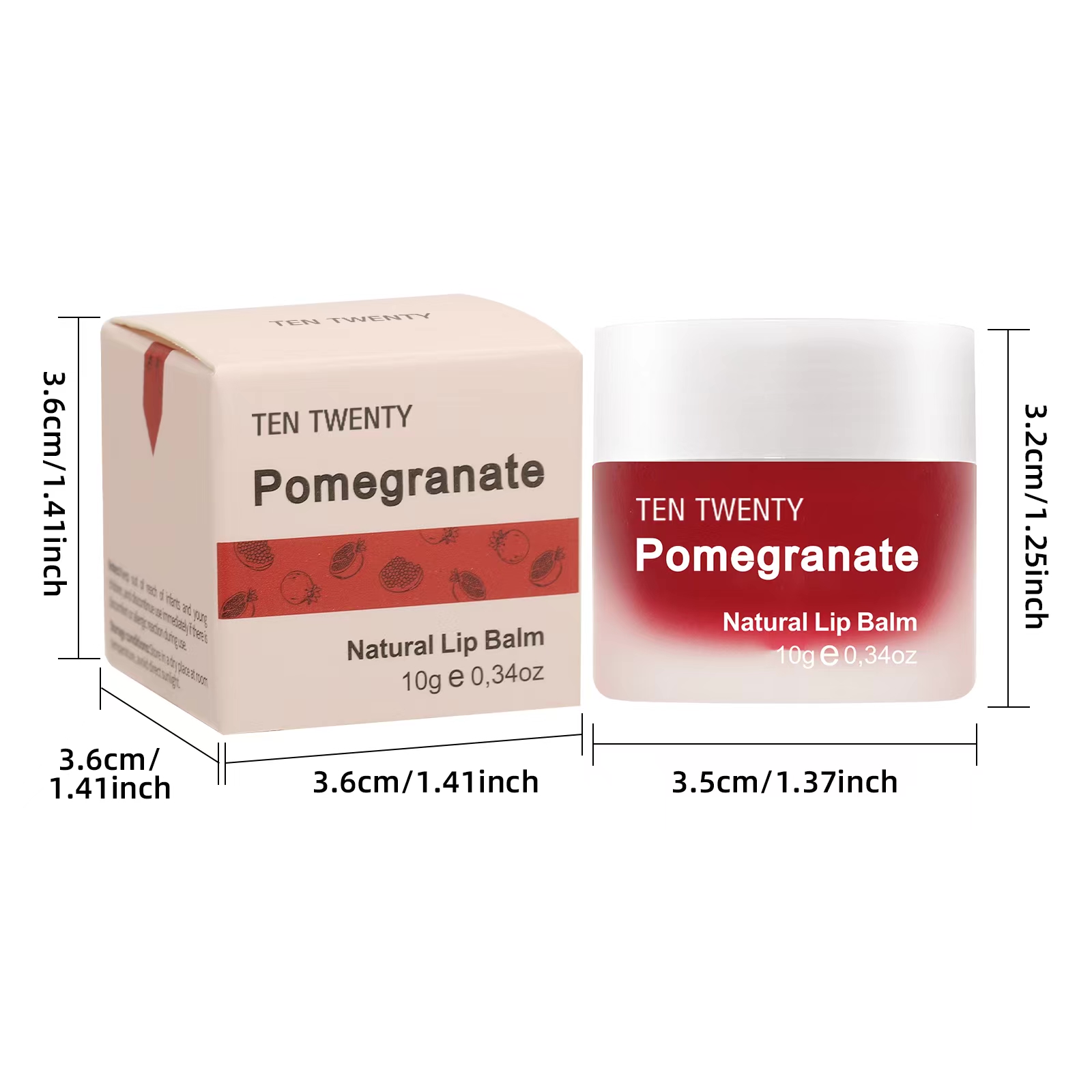 TEN TWENTY Pomegranate Lip Balm Repair Hydrate Exfoliate Dead Skin ...