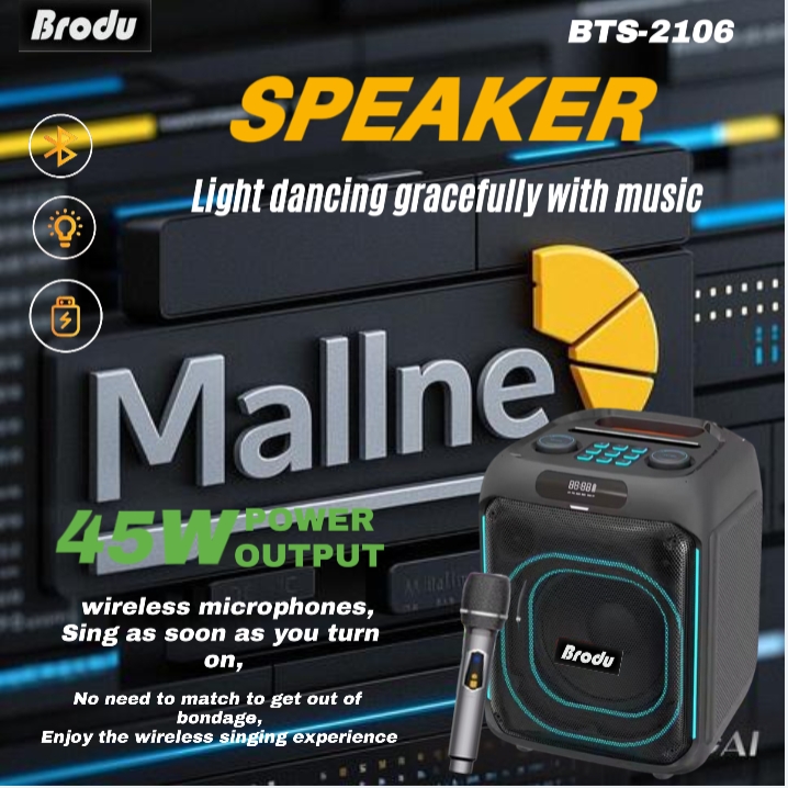 Brodu BTS-2287 IKARAOKE BOX Professional System Bluetooh Speaker With ...