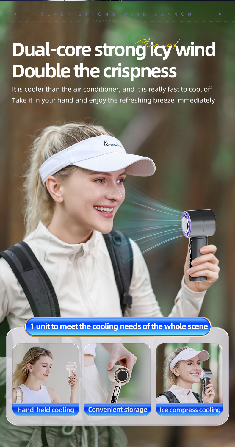 NSS Portable Turbo Handheld Rechargeable Fan 100 Gears 4000mAh High ...