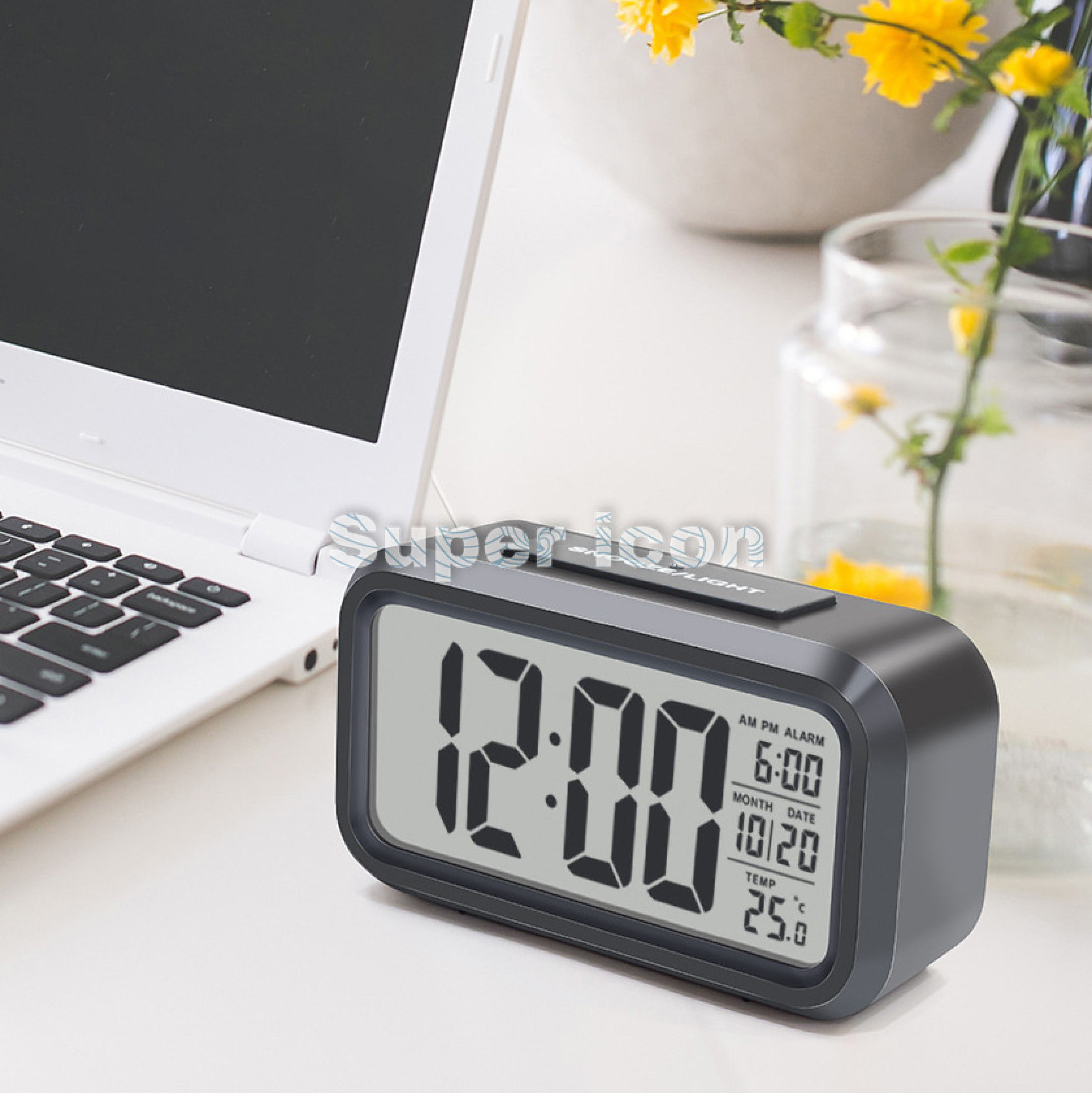 Cute LED Digital Snooze Electronic Alarm Clock Backlight Time Calendar ...