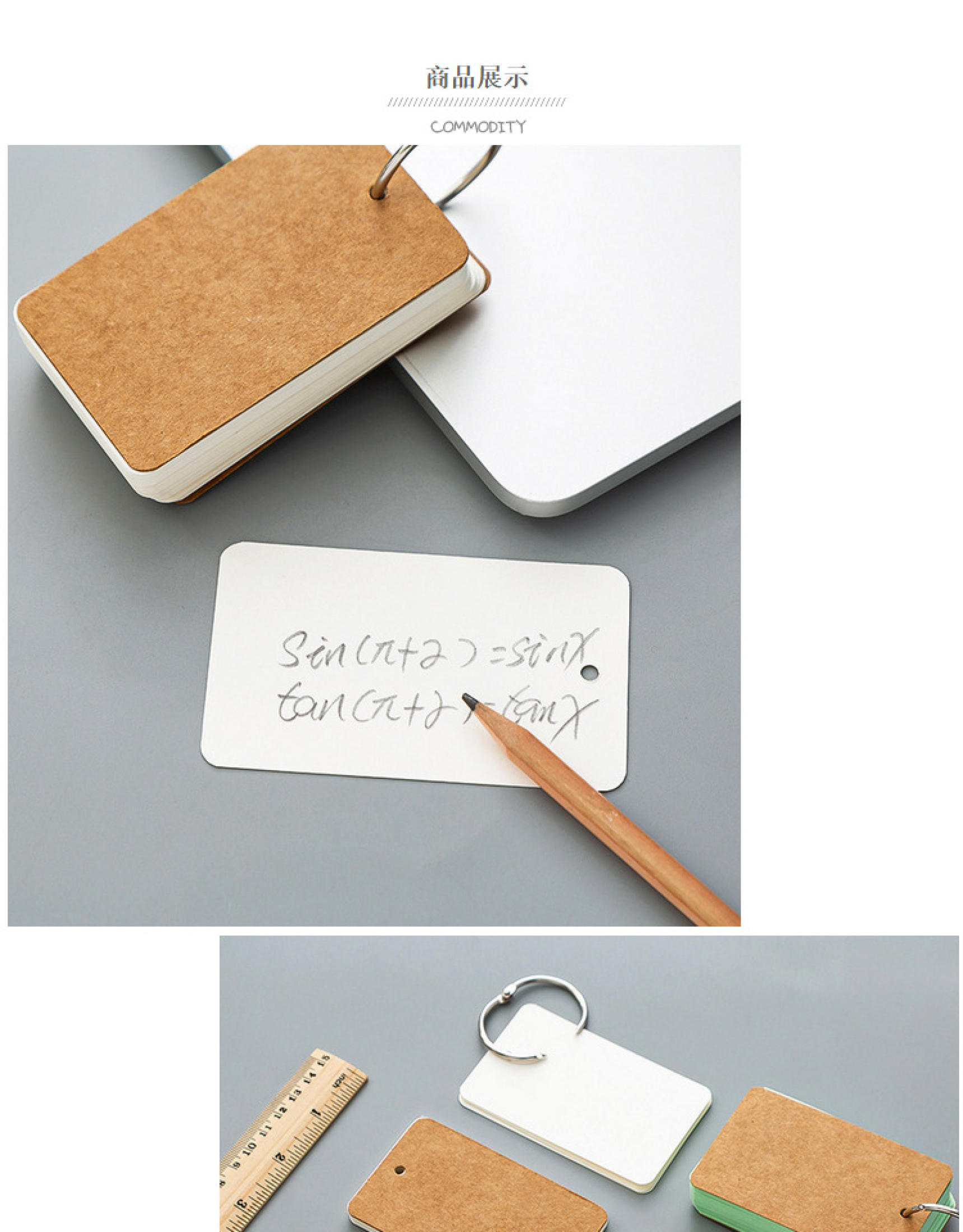 Iron Ring Handwritten Memo Hard Blank English Word Card Loose-leaf Memo ...