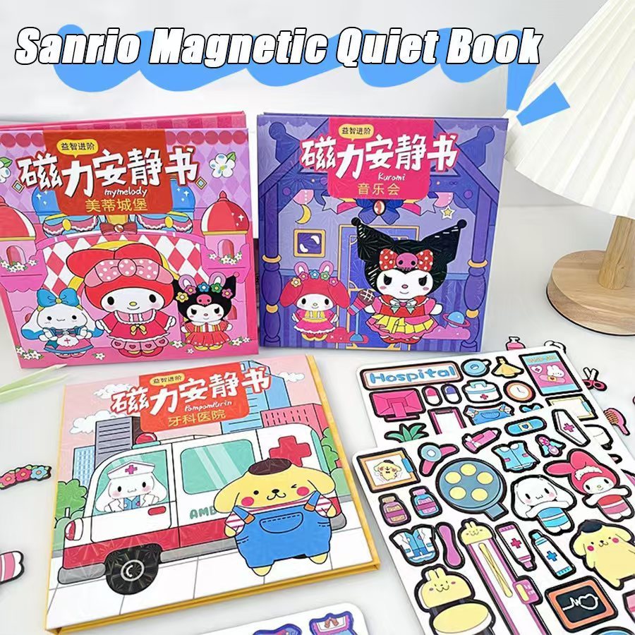 Sanlio Cartoon Magnetic Kuromi Paper Doll House Book Set Sanrio Quiet ...