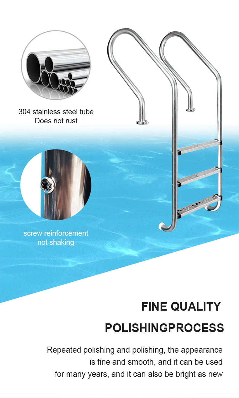 Stainless Steel Swimming Pool Step Ladder with Built-in P Shaped Grab ...