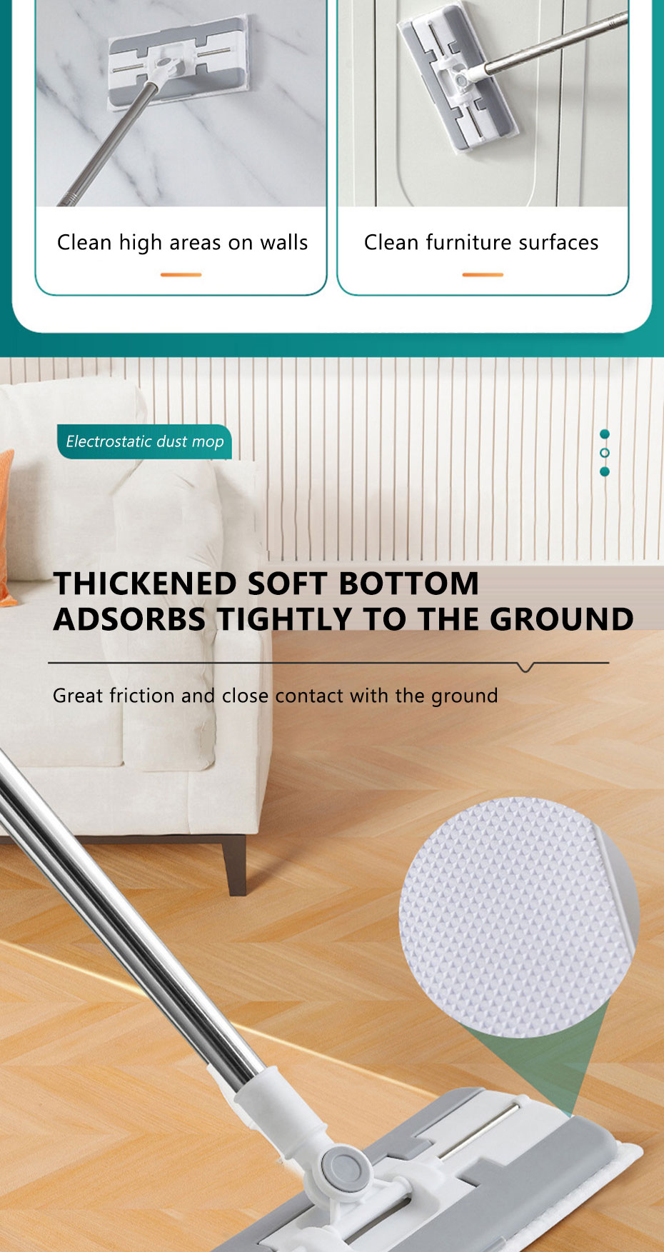 Electrostatic Dust Removal Mop Disposable Flat Mop Wet Tissue Wipes ...