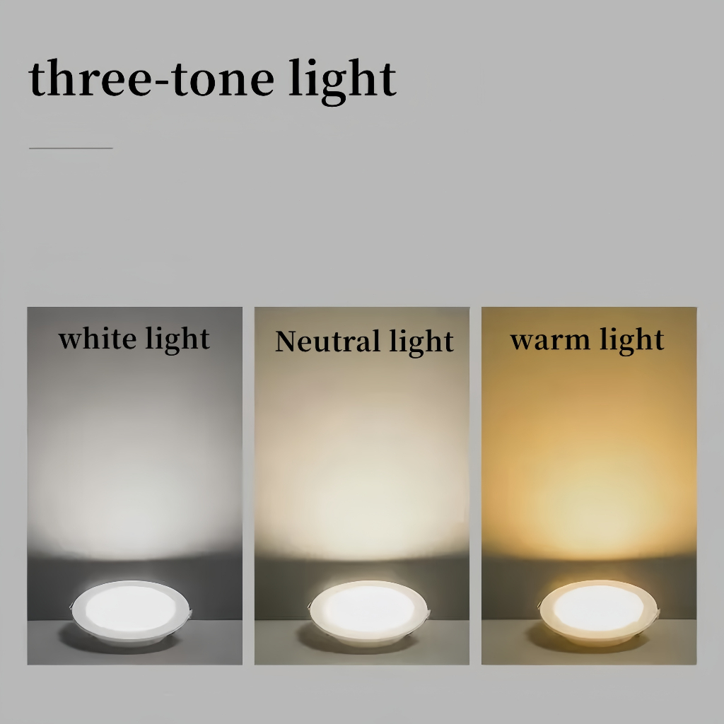 Tricolor LED Downlight 5W/7W/9W/12W Recessed Round Pin Light Aluminum ...