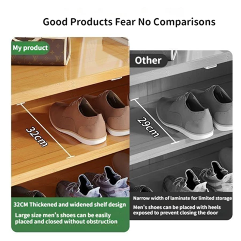 Shoe Rack 5 Layers Bamboo Shoe Cabinet With Cover Rattan Shoe Rack ...