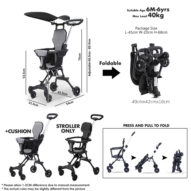 Lightweight Foldable Stroller for Baby Two Way Stroller Hand Push ...