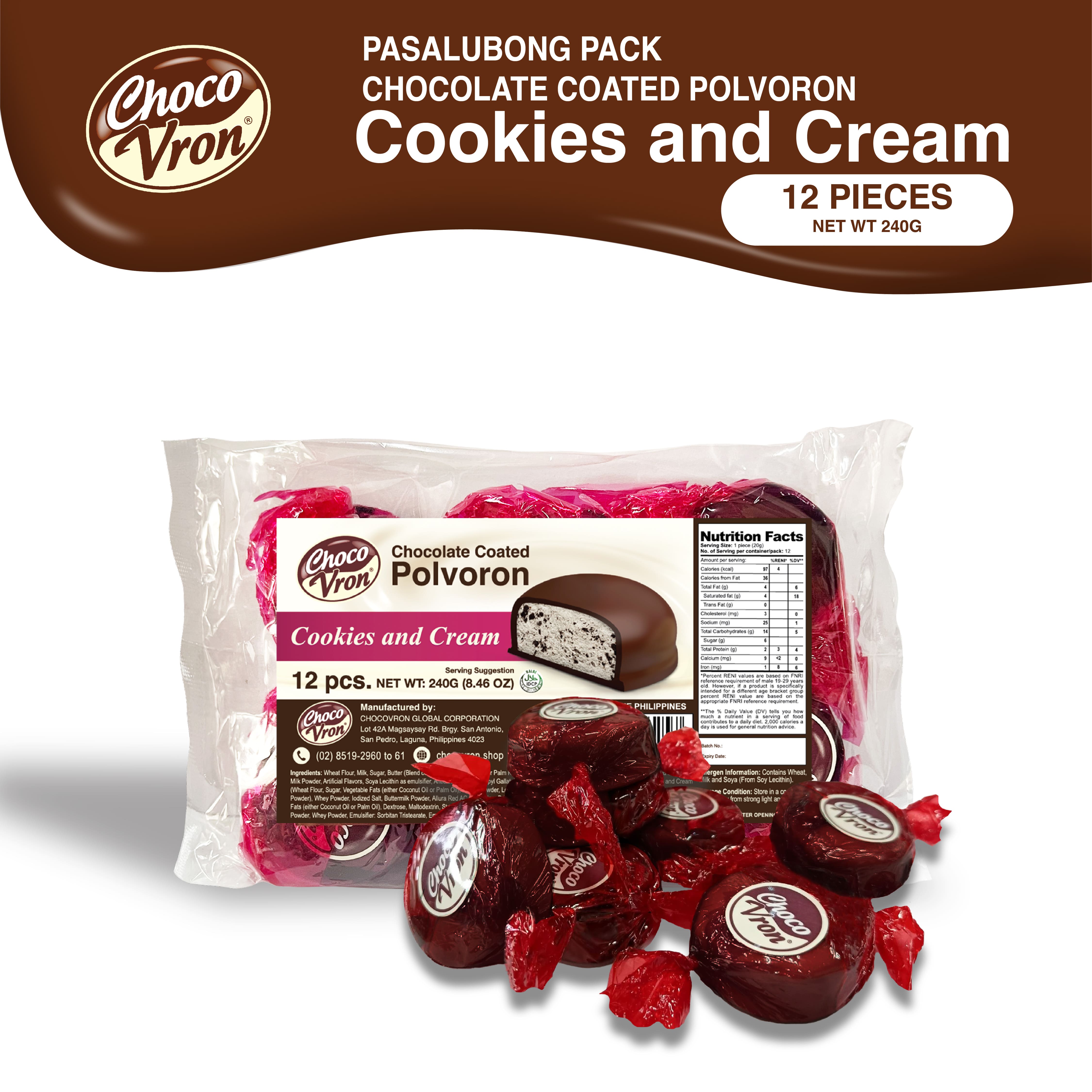 ChocoVron Pasalubong Pack Chocolate-coated Cookies and Cream Polvoron ...