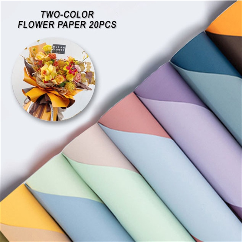 20PCS Two-Sided Colored Bouquet Wrapper Waterproof Handmade DIY Gift ...
