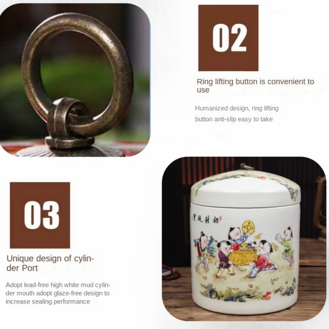 Ceramic rice container storage tank sealed jar with cover ware rice ...