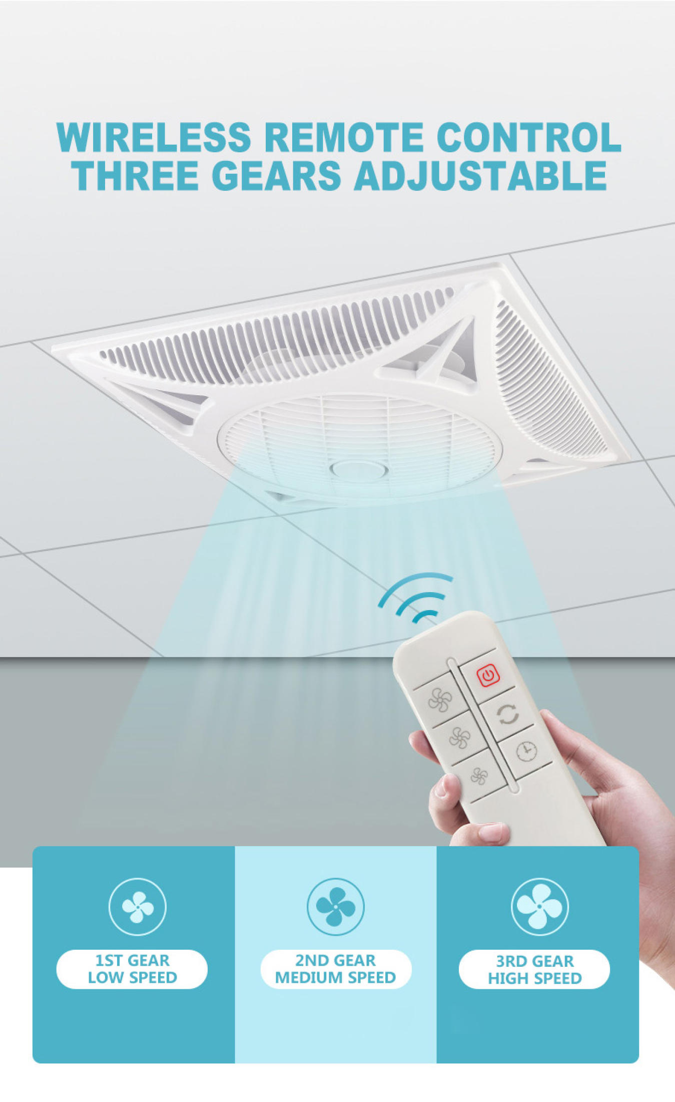 3-Blade DC Inverter Ceiling Fan 220V | Silent Remote Control with 3 ...