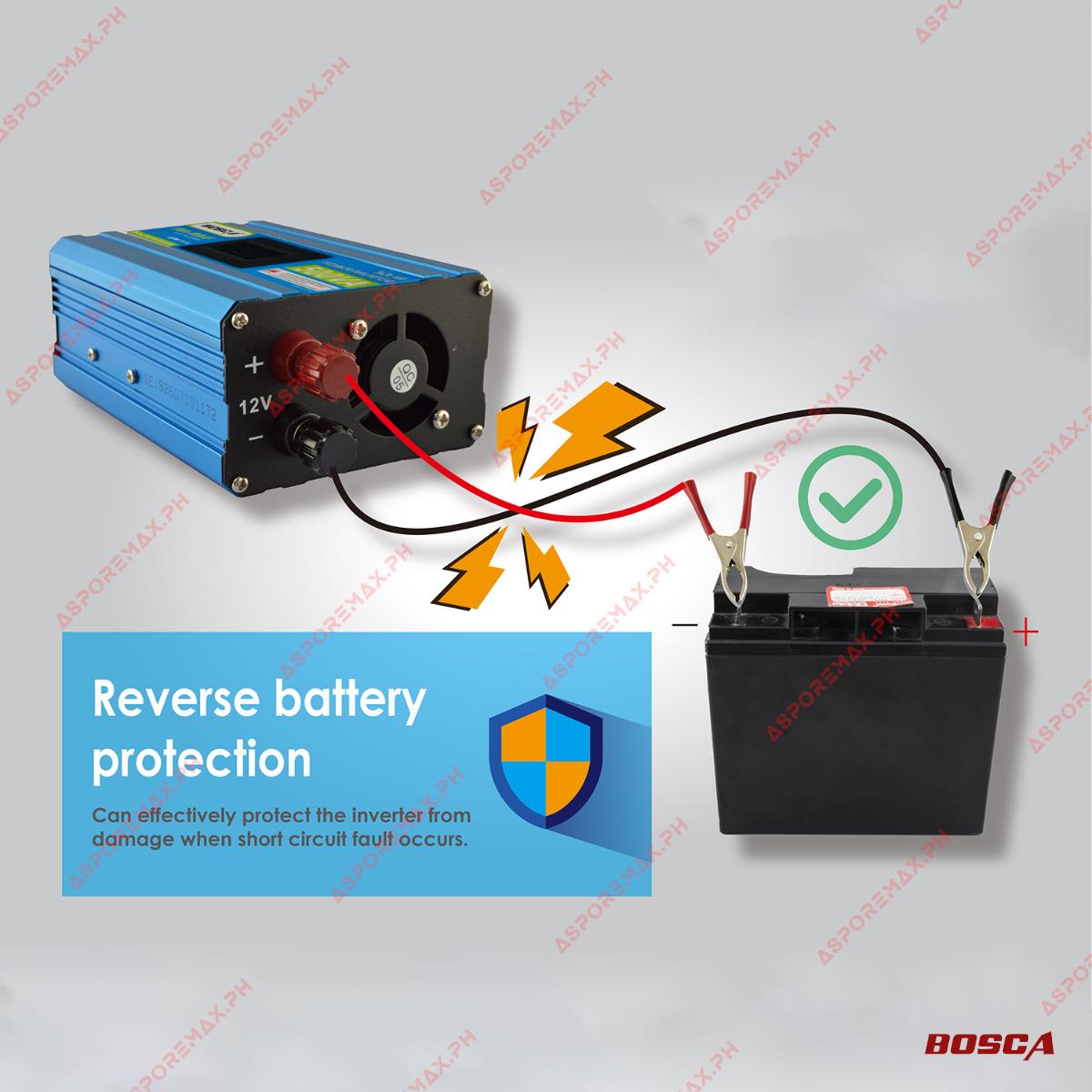 BOSCA Solar Power Inverter W/LED Display DC12V To AC 220-230V 500W ...