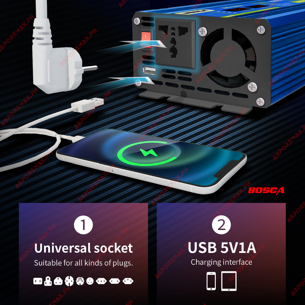 BOSCA Solar Power Inverter W/LED Display Modified Inverter DC12V To AC ...