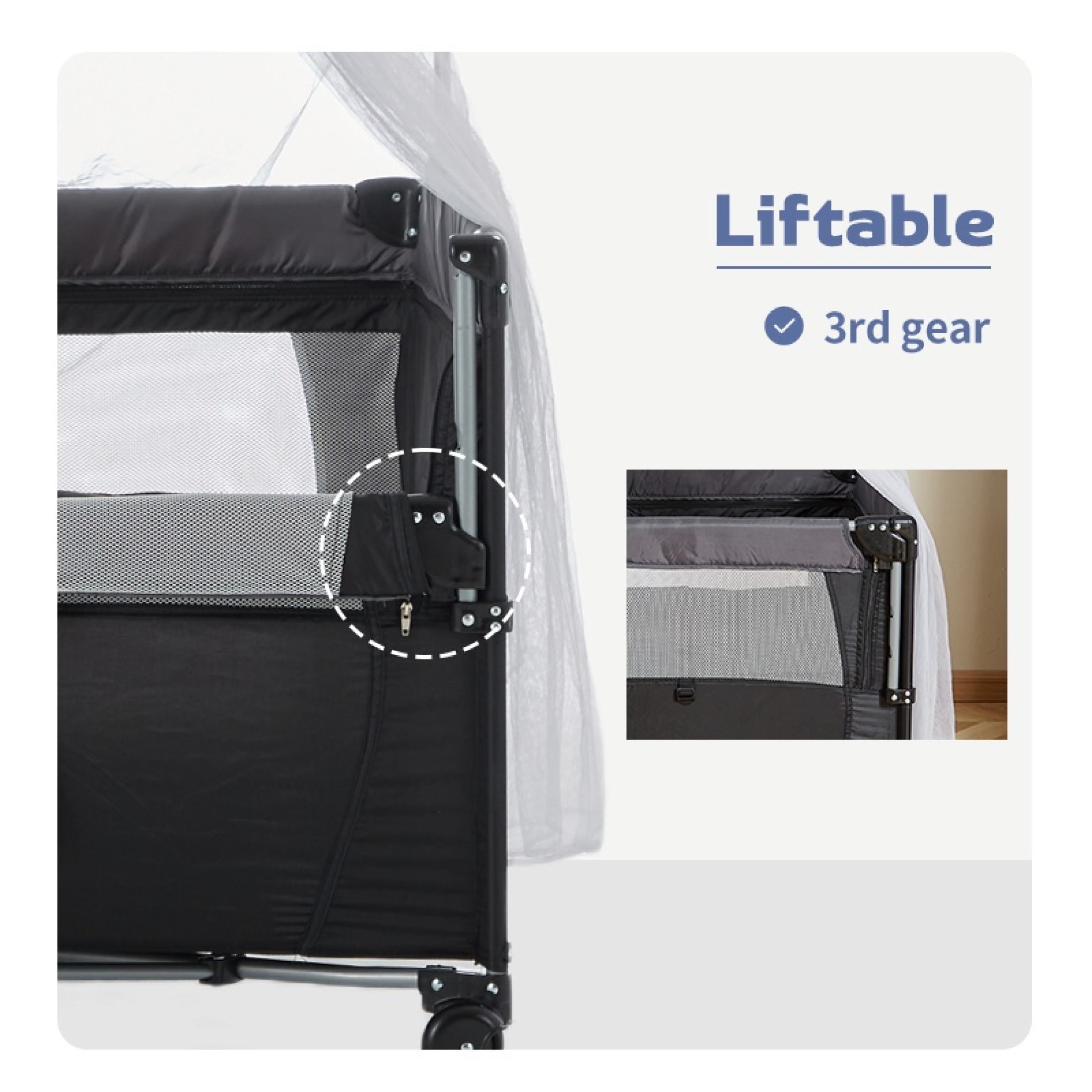 Rocking Multifunctional Baby Crib Foldable Baby Bed With Diaper Table ...