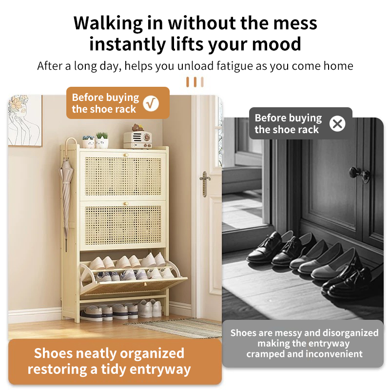 Shoe Rack Organizer Wood Bamboo Shoe Rack Organizer Cream Style Ultra ...