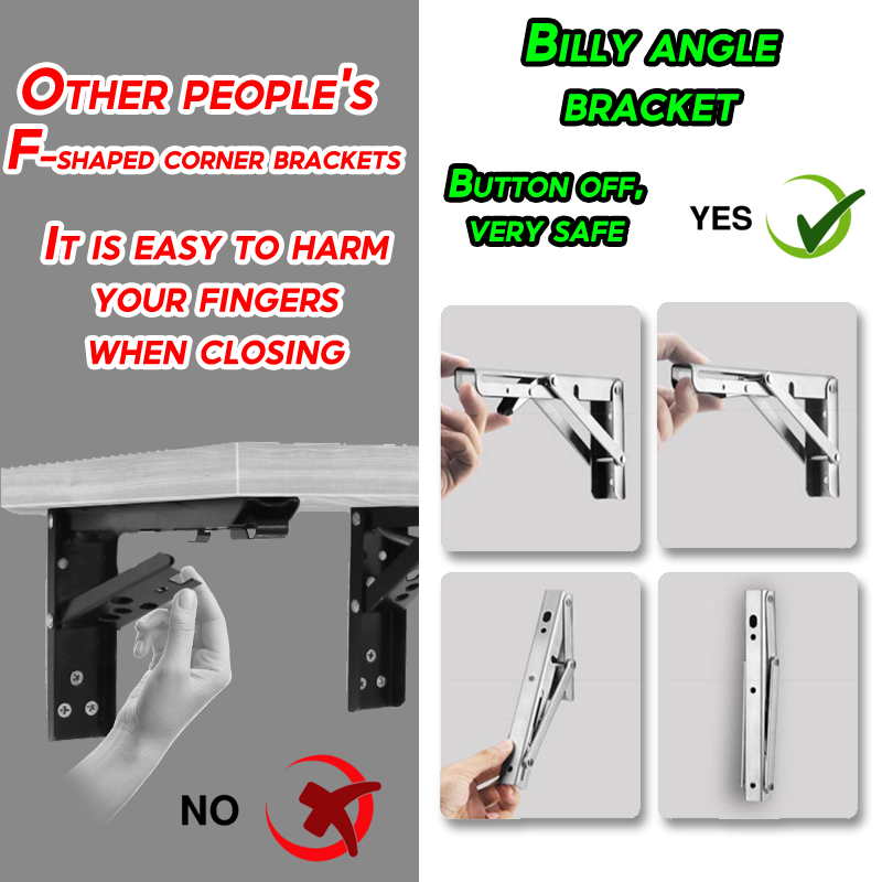 【2Pcs/Pair】Billy Folding Bracket Heavy Duty Upgrade Safer Bracket For ...