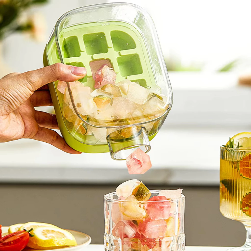 Ice Cube Bottle 2 in 1 Touch-Free Ice Cube Tray Water Bottle with Lid ...