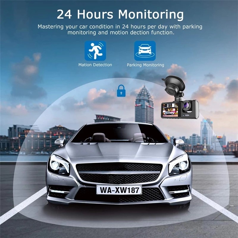 Lenovo Car Dash Cam Front And Rear 1080P HD 3 Cameras With Night Vision ...