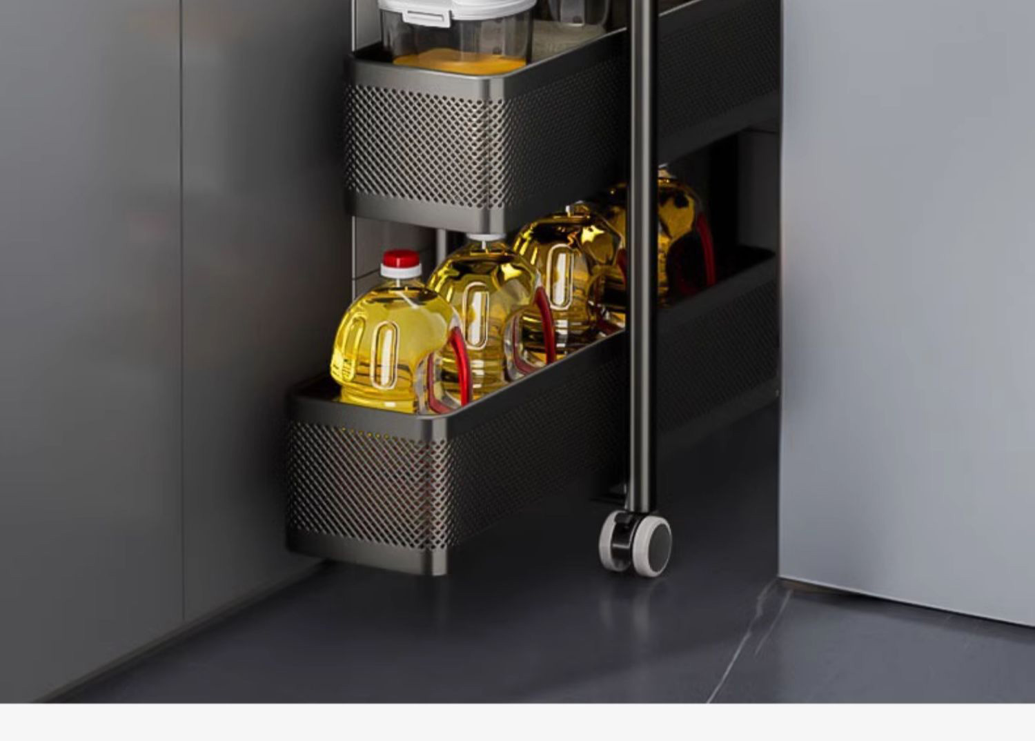 5-Story Kitchen Trolley 360 Degree Mobile Car Storage Rack With Slide ...