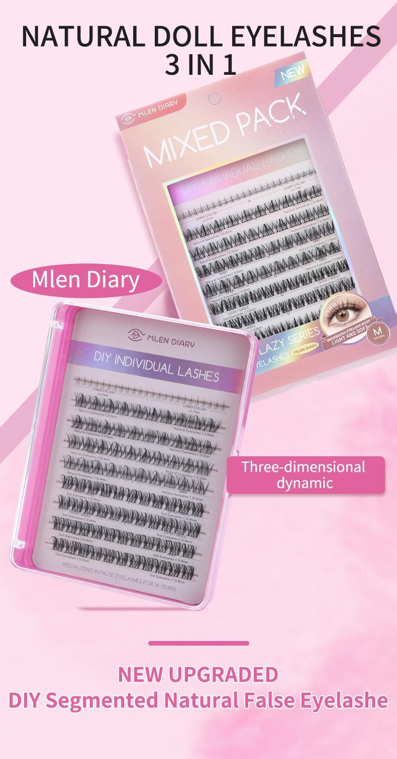 MLEN DIARY Eyelash Extension DIY Clusters Fake Lashes Individual ...