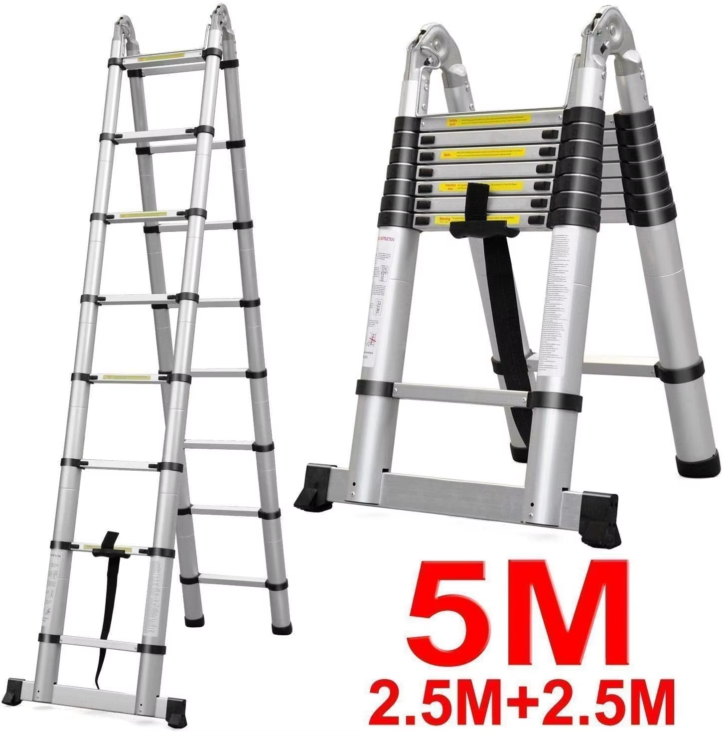5M Multi-Purpose Telescopic Aluminium Ladder,Extendable Folding Ladder ...