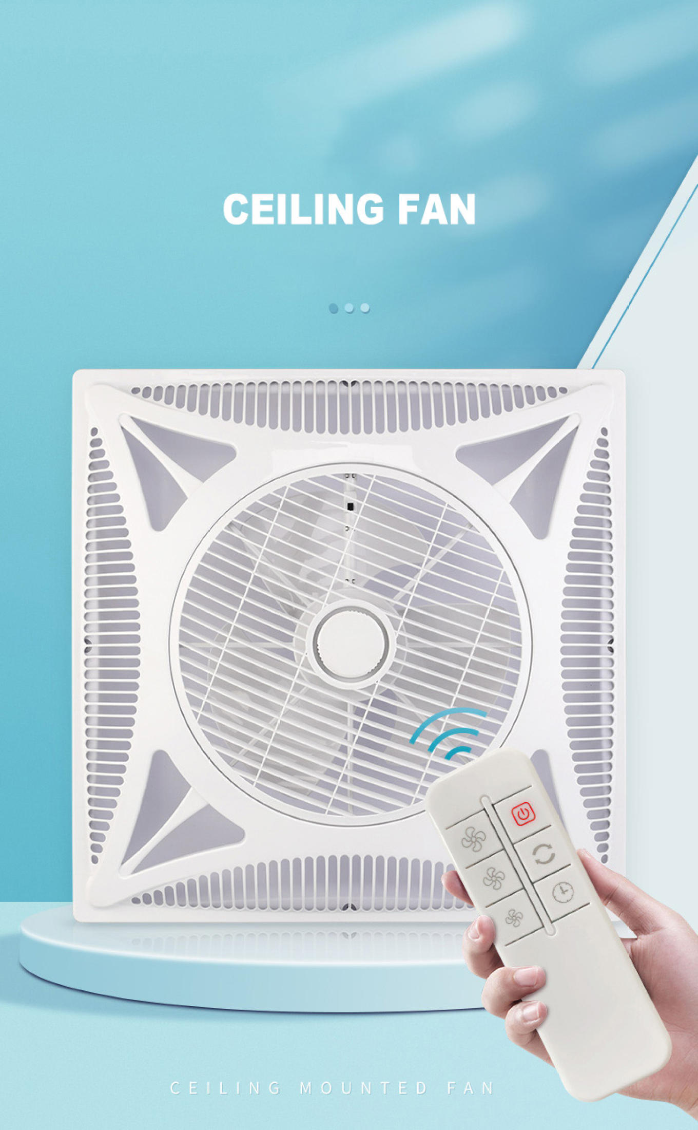 COD 3-gear ceiling fan 60*60cm fixed ceiling fan Kitchen Ceiling ...