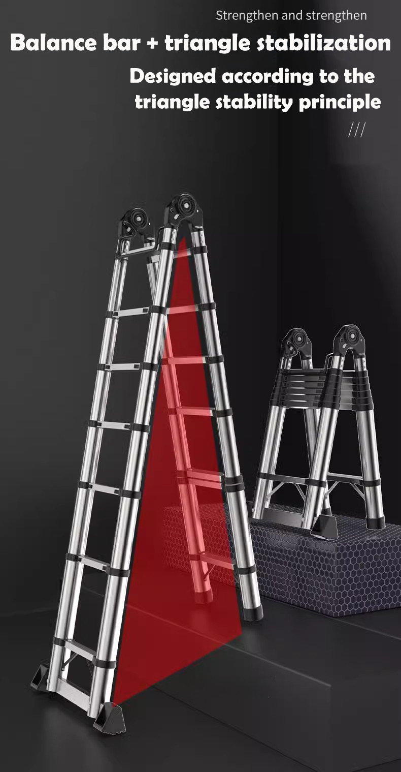 Telescopic Ladder Foldable Aluminum Heavy Duty home Anti-slip portable ...