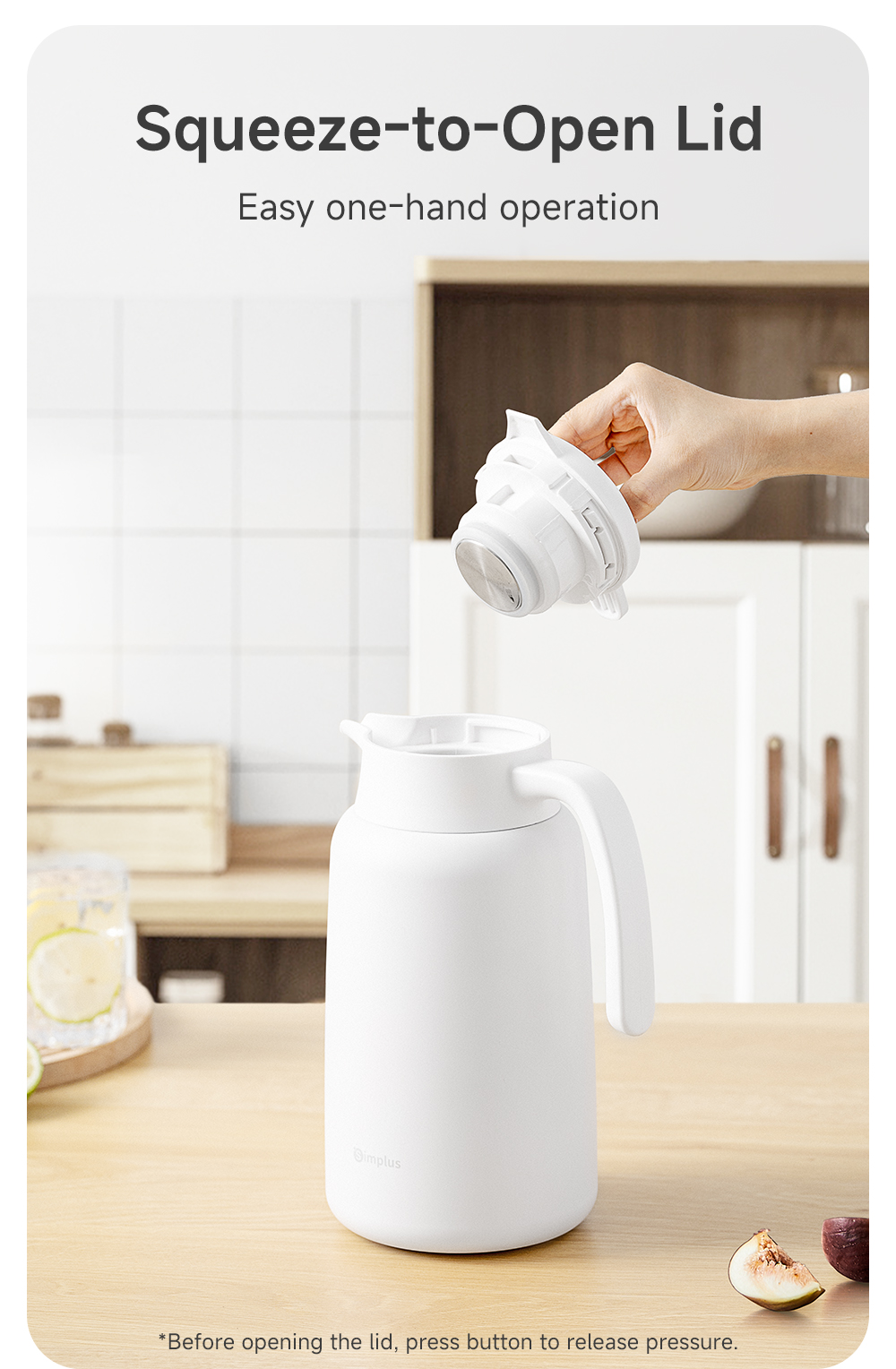 Simplus Thermal Insulation Kettle Stainless Steel Interior 2L Capacity 48h Heat Retention Jug ...