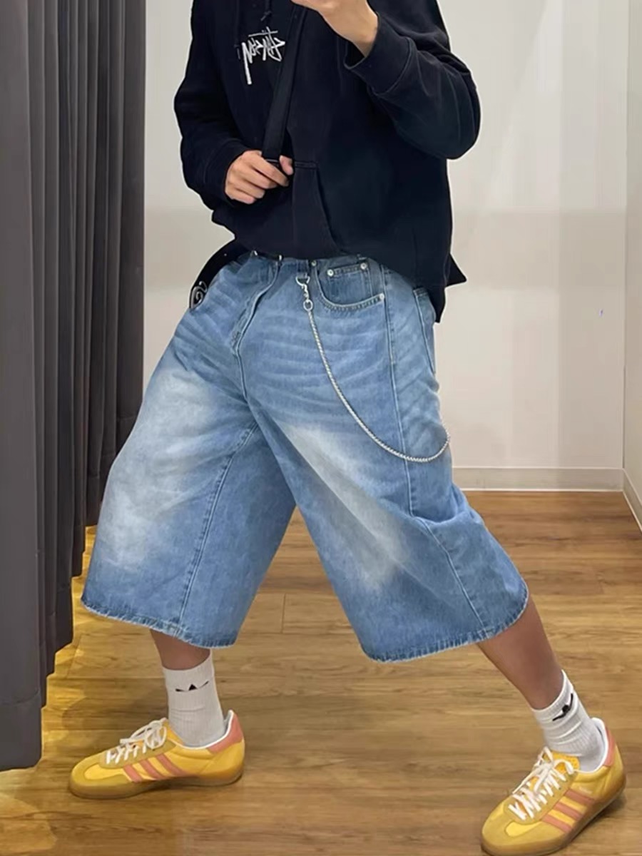 Korean Baggy Jorts Jeans Over Knee Short Maong pants for men Cropped ...