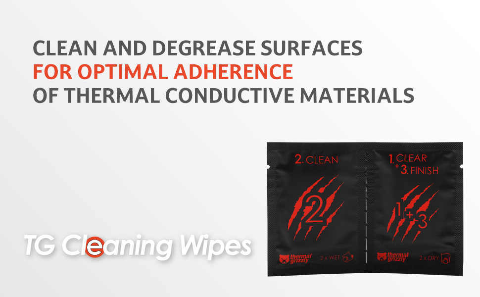 Thermal Grizzly TG Cleaning Wipes Clean Degrease Surfaces For Optimal ...