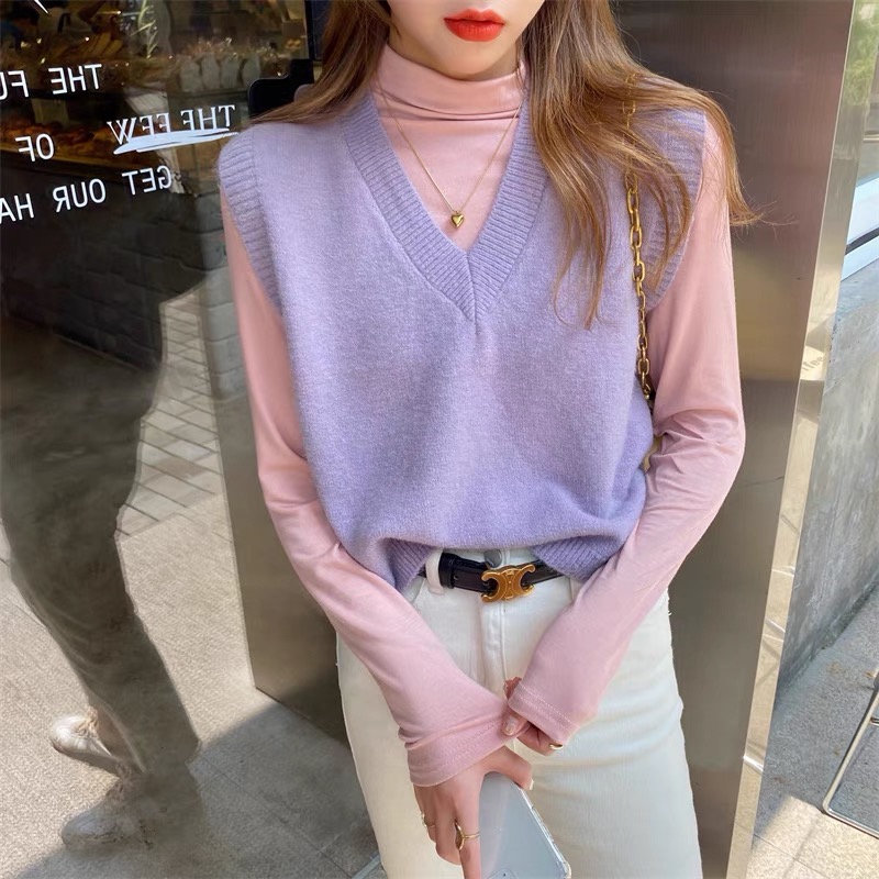 Korean Soft&Glutinous Plus Size Vest Retro V-neck Sweater Vests Fit L ...