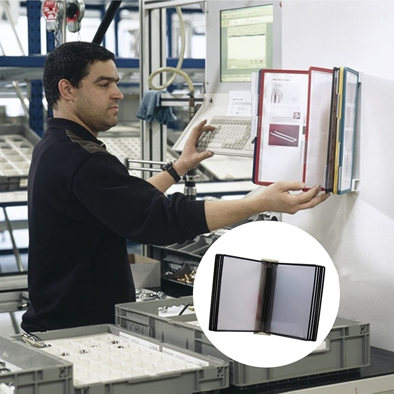 Wall-Mounted Flip-Leaf Information Rack A4 10Leaf Loose-Leaf Folder ...