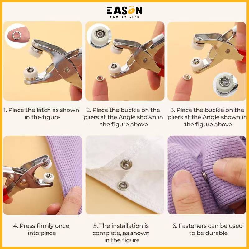 100Pcs Snap Button Plier Set Metal Automatic Button Snap Kit With ...