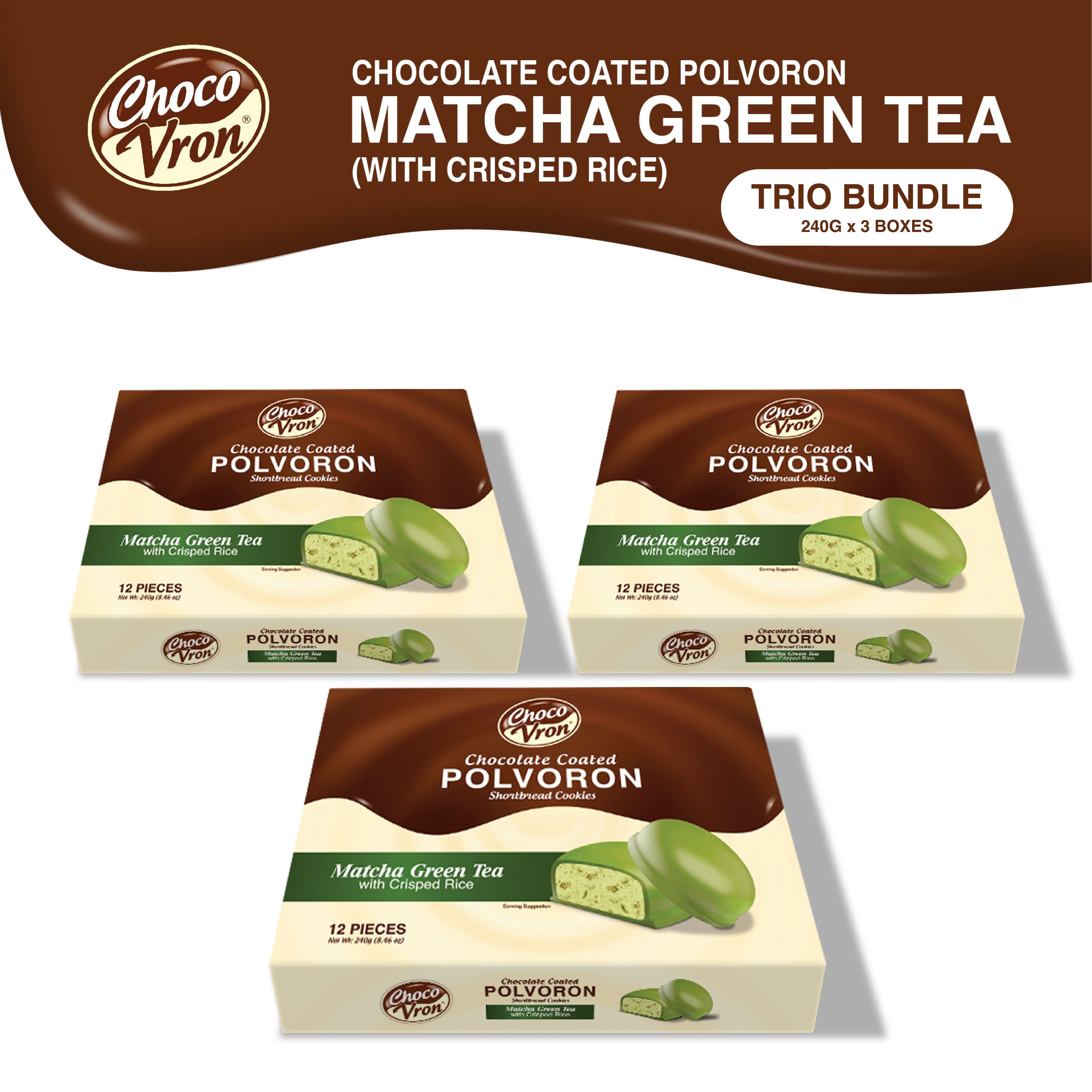 ChocoVron Gift Box Chocolate Coated Matcha Green Tea with Crisped Rice ...