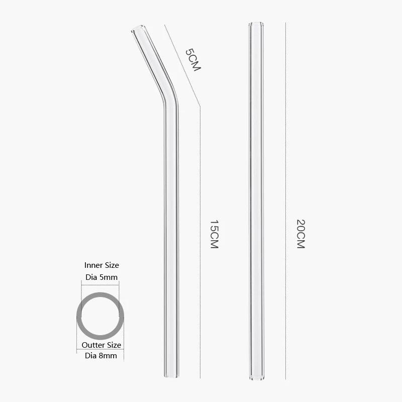 Reusable Glass Straw Straight Pipe Elbow Pipe Borosilicate Pyrex Glass ...