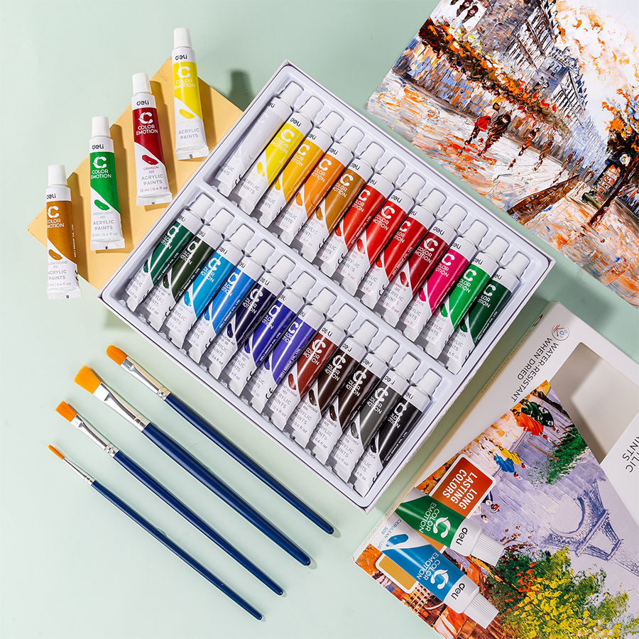 Deli EC12-12 Acrylic Paint Set 12 Colors 12ml 1SET | Shopee Philippines