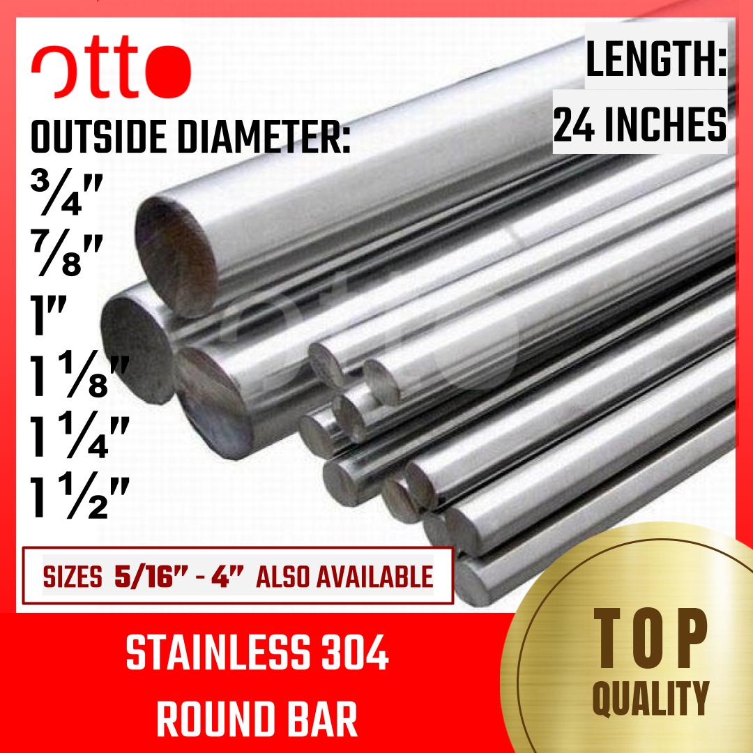 Stainless Steel 304 Round Bar - Diameter: 3/4in, 7/8in, 1in, 1-1/8in, 1 ...