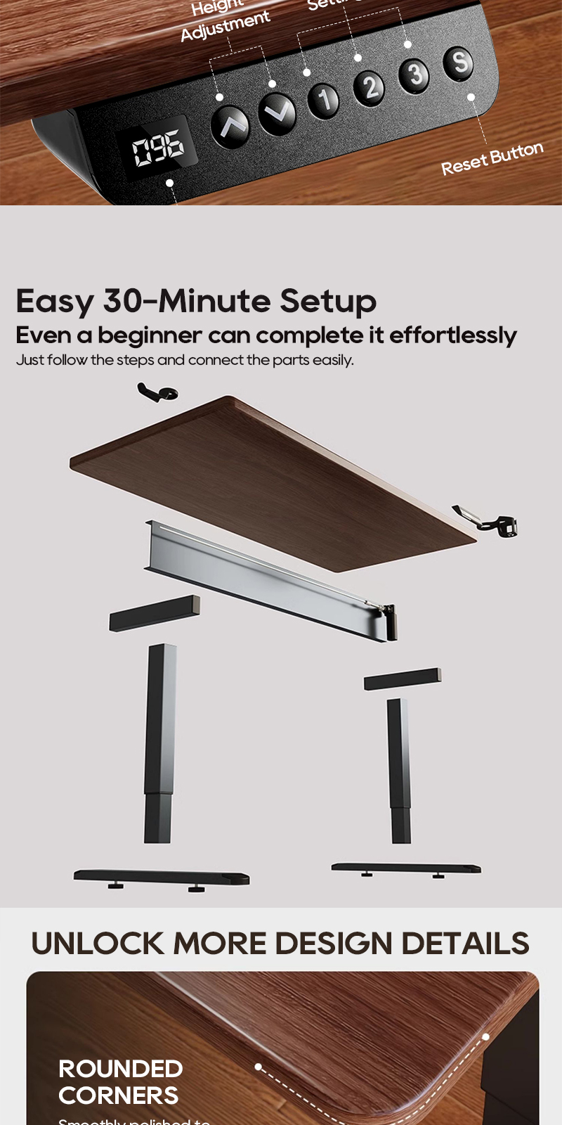 Xpanse Electric Computer Table Adjustable Table Standing Office Desk ...