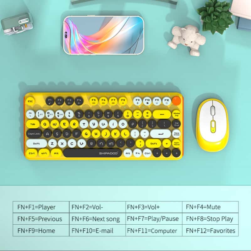 W688 Office Wireless Small Keyboard And Mouse Set Punk Keycaps ...