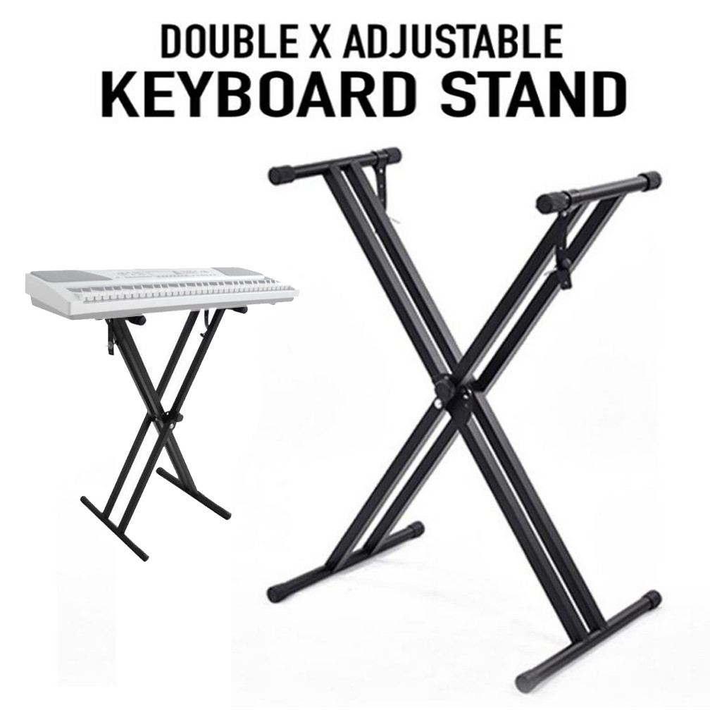 Keyboard Stands and Piano Stool Upgrade Heavy Duty Double-X Keyboard ...