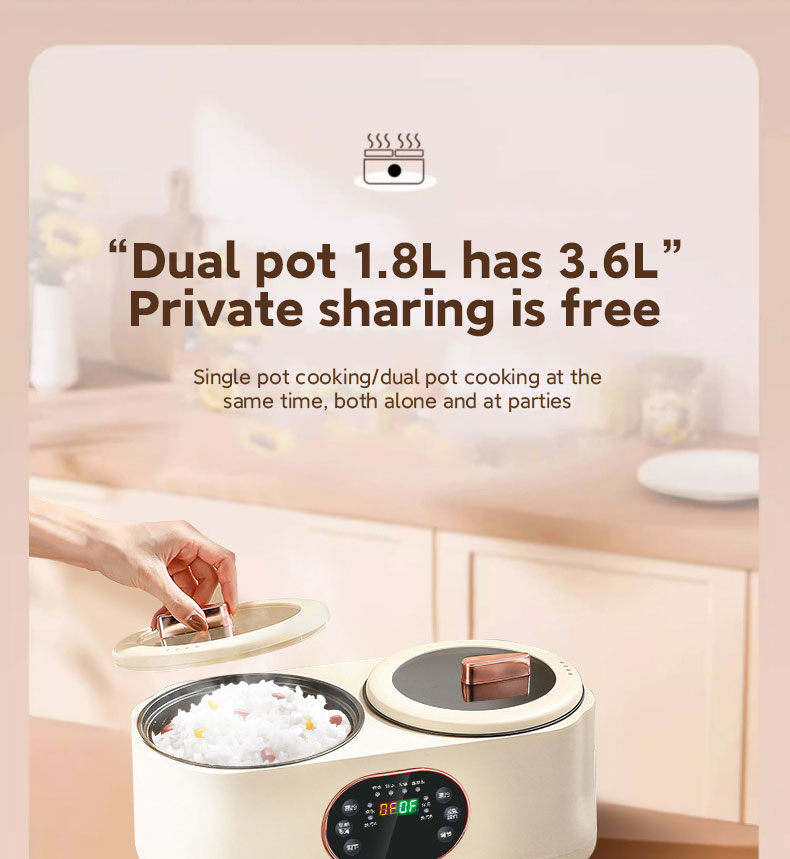 3.6L Dual Non-stick Liner Smart Rice Cooker 1000W Multifunctional ...