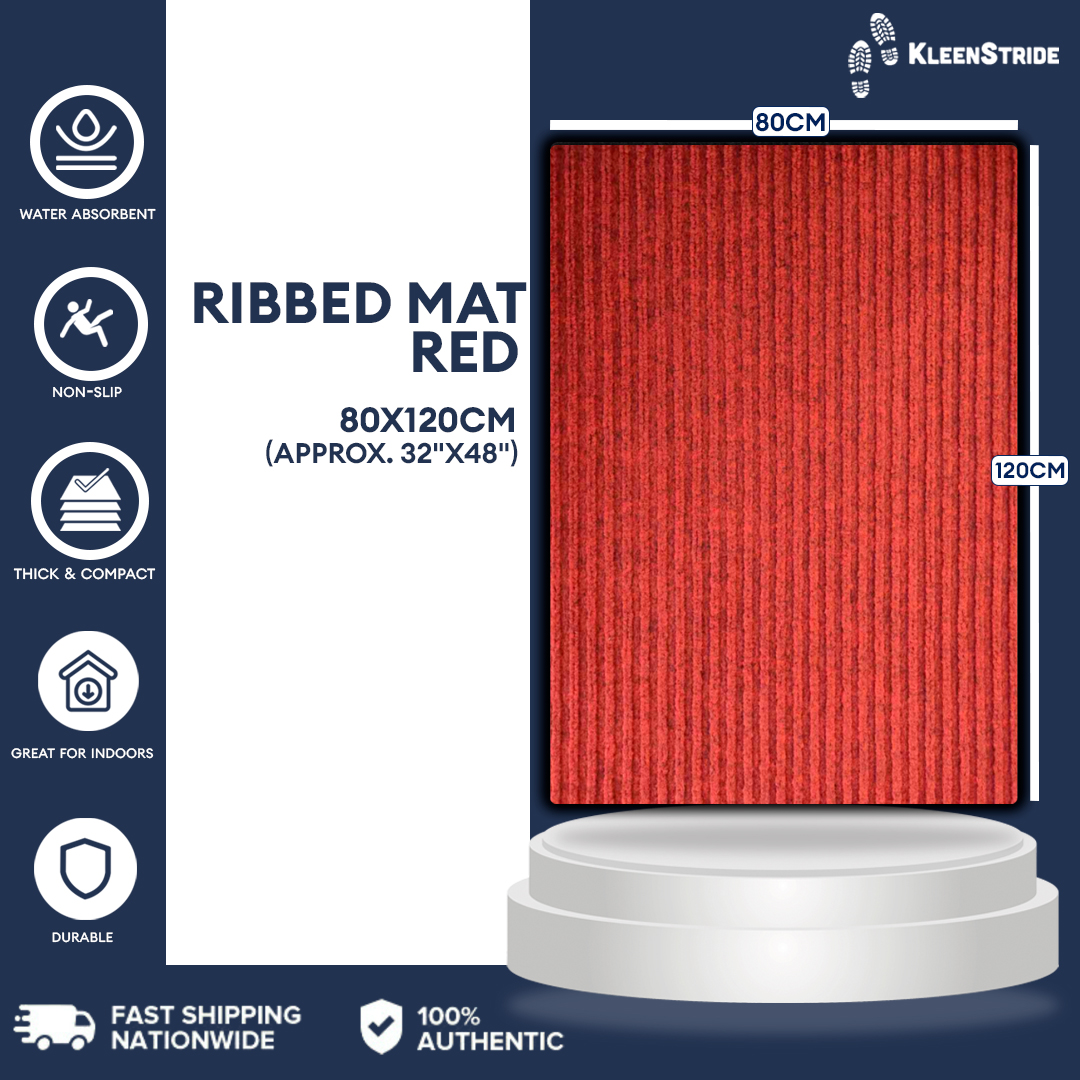 KleenStride Ribbed Mat Red | Water Absorbent | Non-Slip Floormat ...