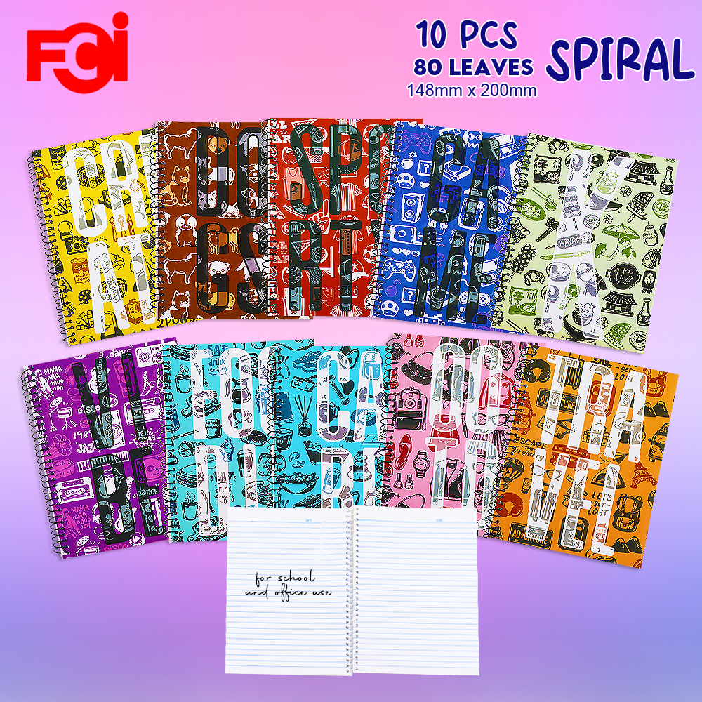 FCI WITH SPRING Spiral Notebook New Different Design For Student Use 80 ...